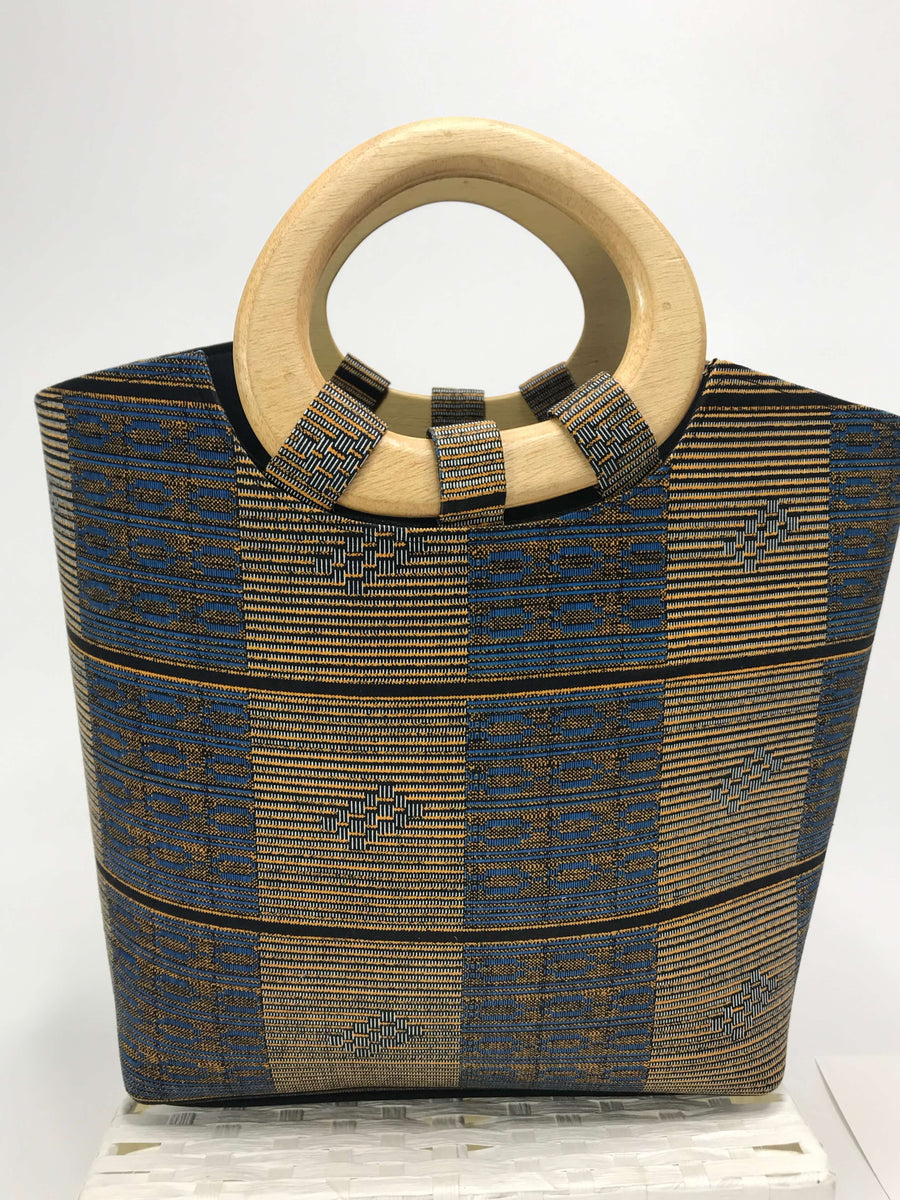 Handmade Tote with Wood Handle - Stylish & Durable African Print | TARU ...
